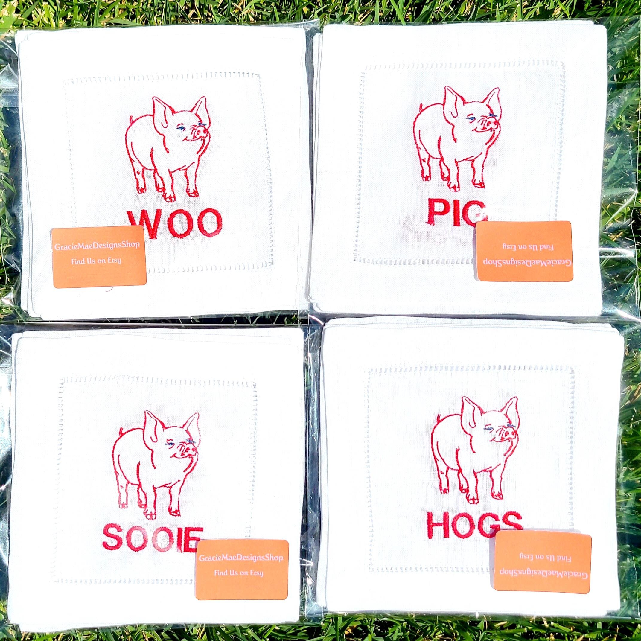 Razorback Tailgate Embroidered Cocktail Napkins - Set of 4, Mix and ...