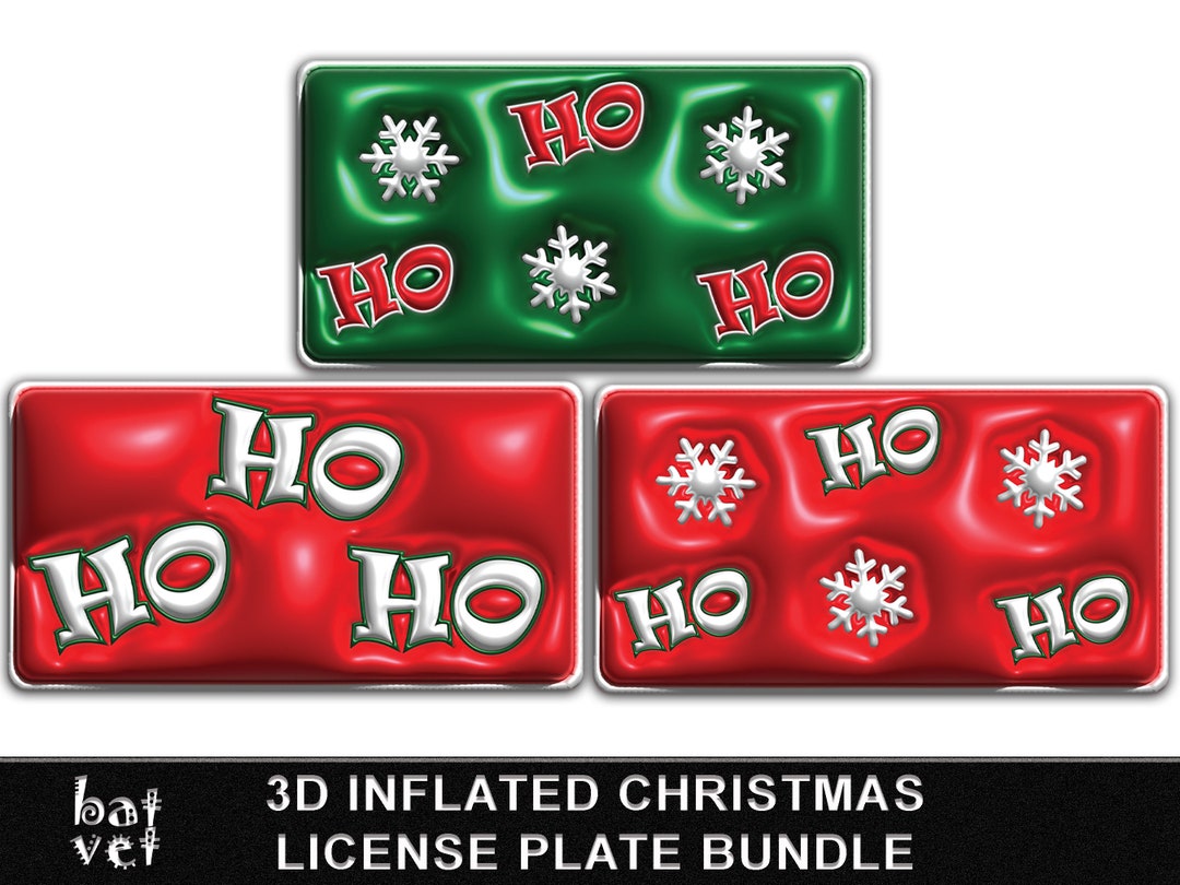 Inflated Christmas License Plate Bundle 3D Christmas Car Plate Design ...