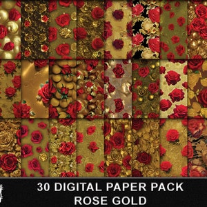 Rose Gold Digital Paper Pack Gold Background Bundle - Etsy
