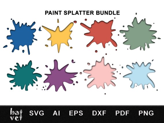 Paint Splatter SVG Bundle Color Splotch Cutting Files - Etsy
