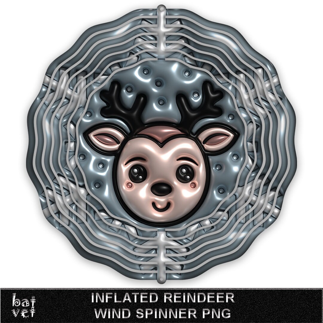 3D Reindeer Wind Spinner Sublimation Puffy Christmas Wind Spinner - Etsy