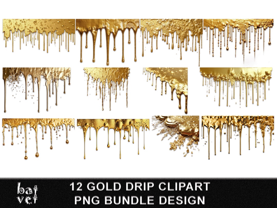 Gold Drip Clipart Bundle 12 PNG Files - Etsy