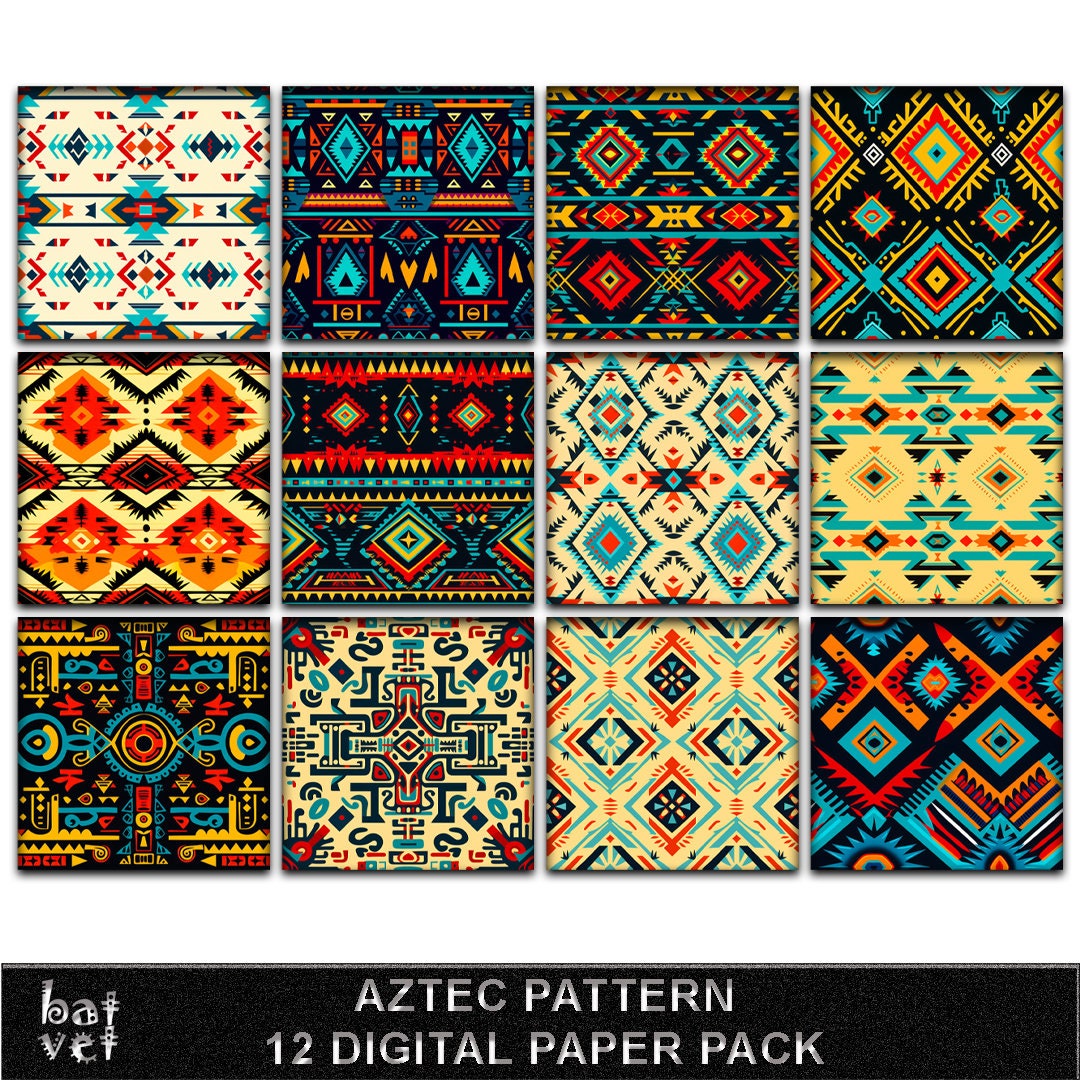 Aztec Pattern Digital Paper Pack Aztec Background Bundle 12 JPG Files ...