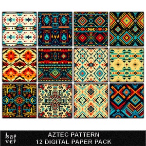 Aztec Pattern Digital Paper Pack Aztec Background Bundle 12 JPG Files ...