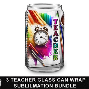 Teacher Glass Can PNG Bundle Back to School Sublimation Glass Tumbler ...