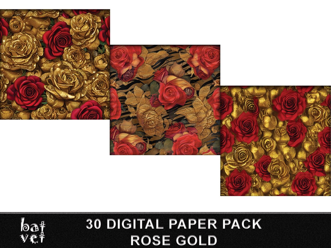 Rose Gold Digital Paper Pack Gold Background Bundle - Etsy