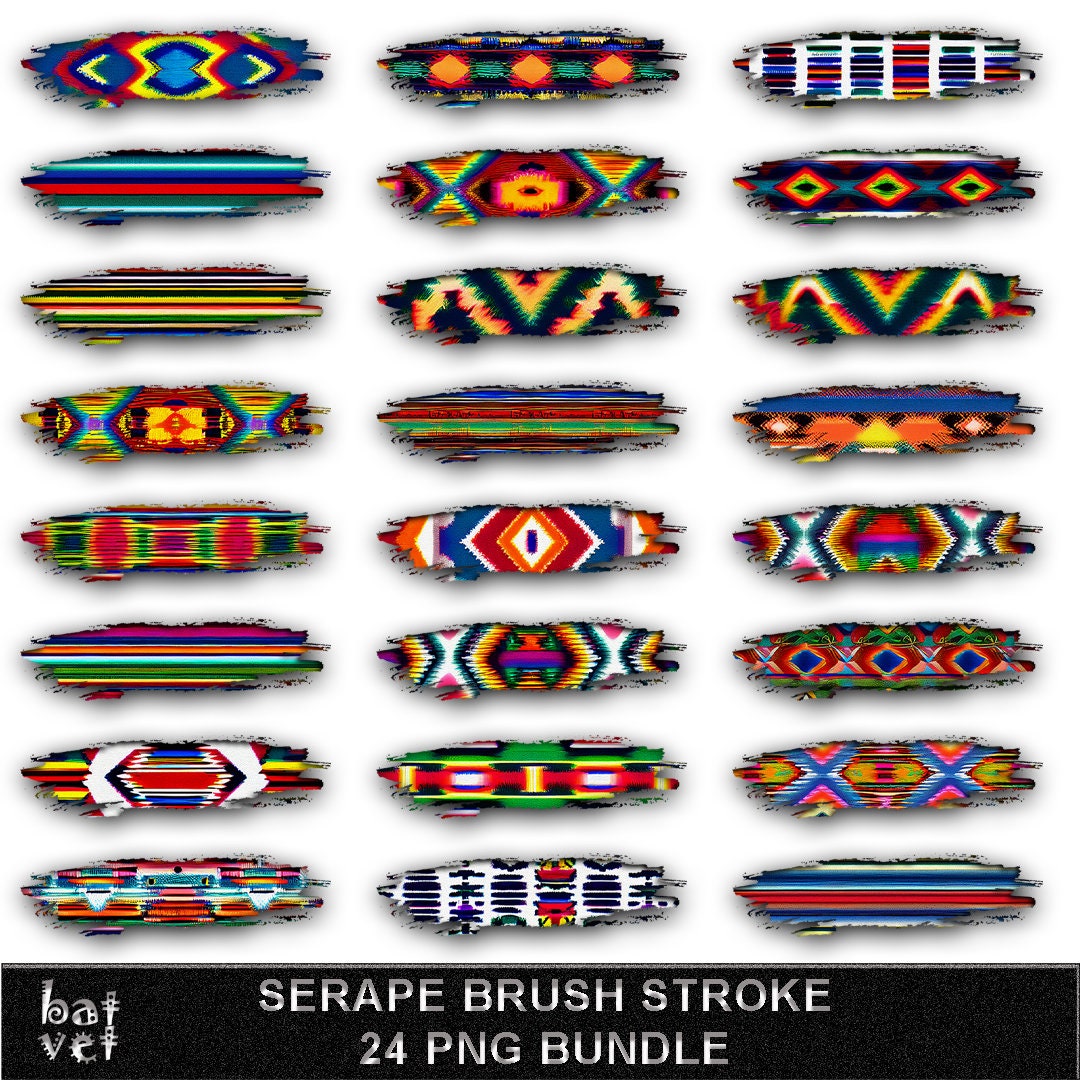 Serape Brush Stroke PNG Bundle Serape Background Stroke PNG 24 PNG ...