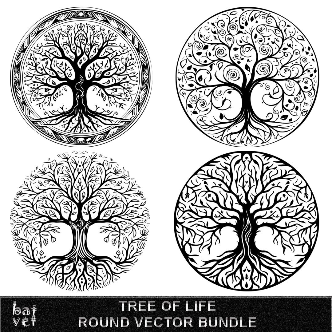 Tree of Life SVG Vector File Bundle Tree Silhouette PNG Clip Art Tree ...