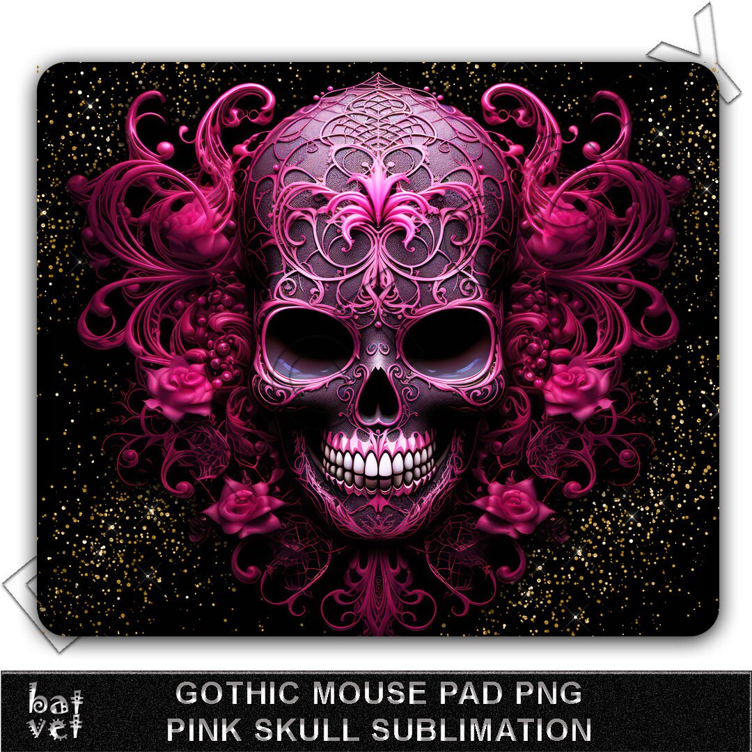 Gothic Mouse Pad Design Pink Skull Mousepad Sublimation - Etsy