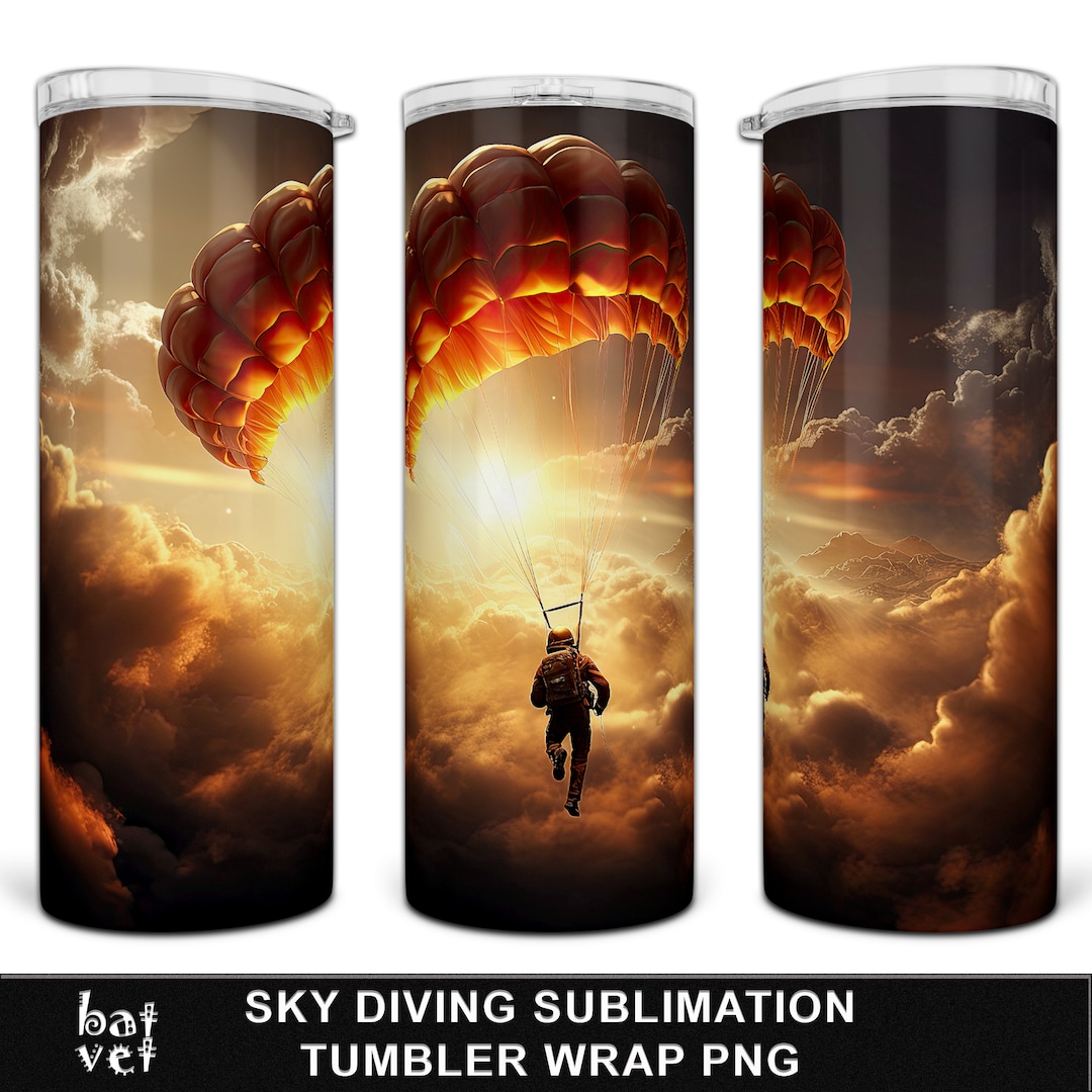 Sky Diving Tumbler Parachute Wrap Sublimation Design PNG - Etsy