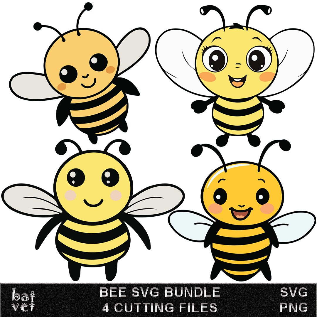 Bee SVG Bundle Cute Bee Clipart Bees Cut Files - Etsy