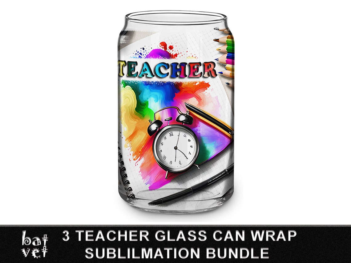 Teacher Glass Can PNG Bundle Back to School Sublimation - Etsy