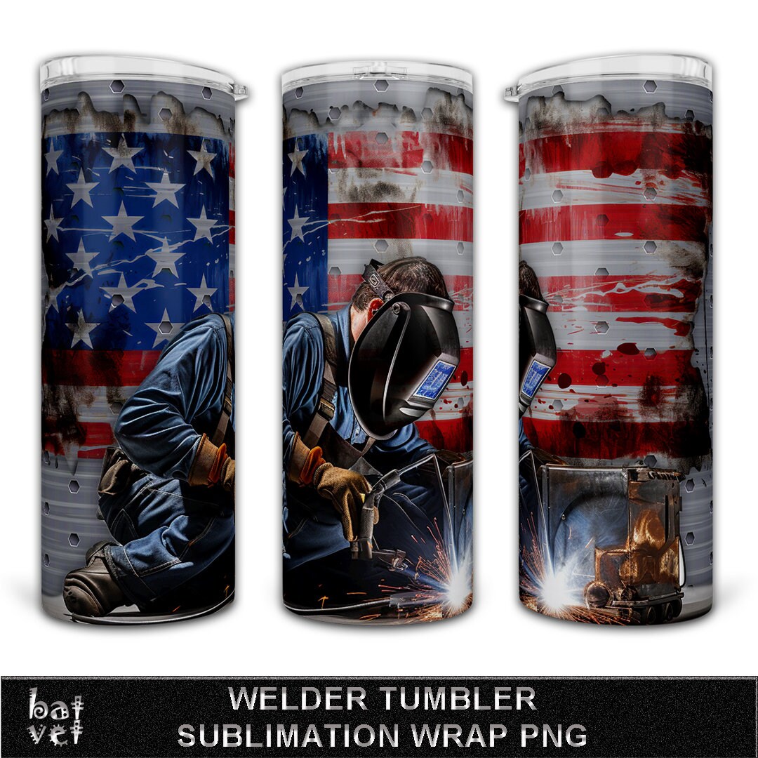Welder Tumbler Sublimation Welding Tumbler Wrap Design PNG Patriotic ...