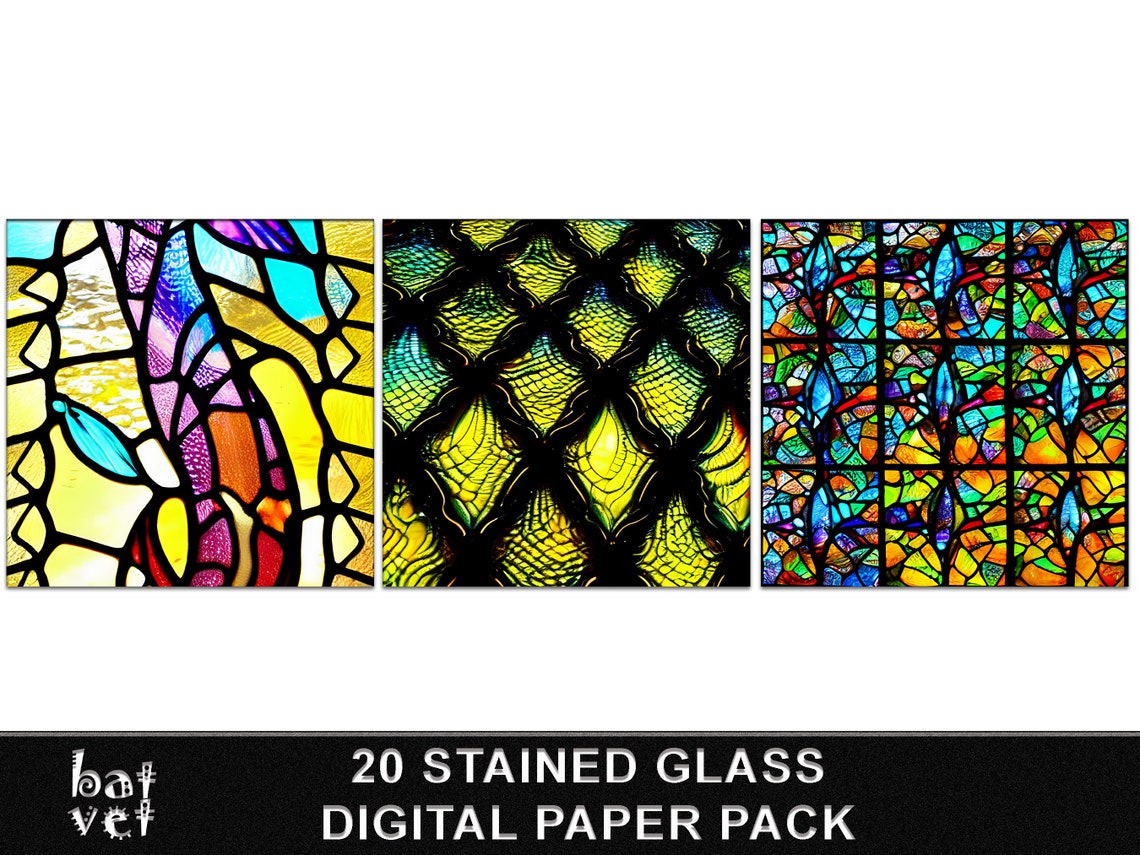 Stained Glass Digital Paper Pack Stained Glass Background - Etsy