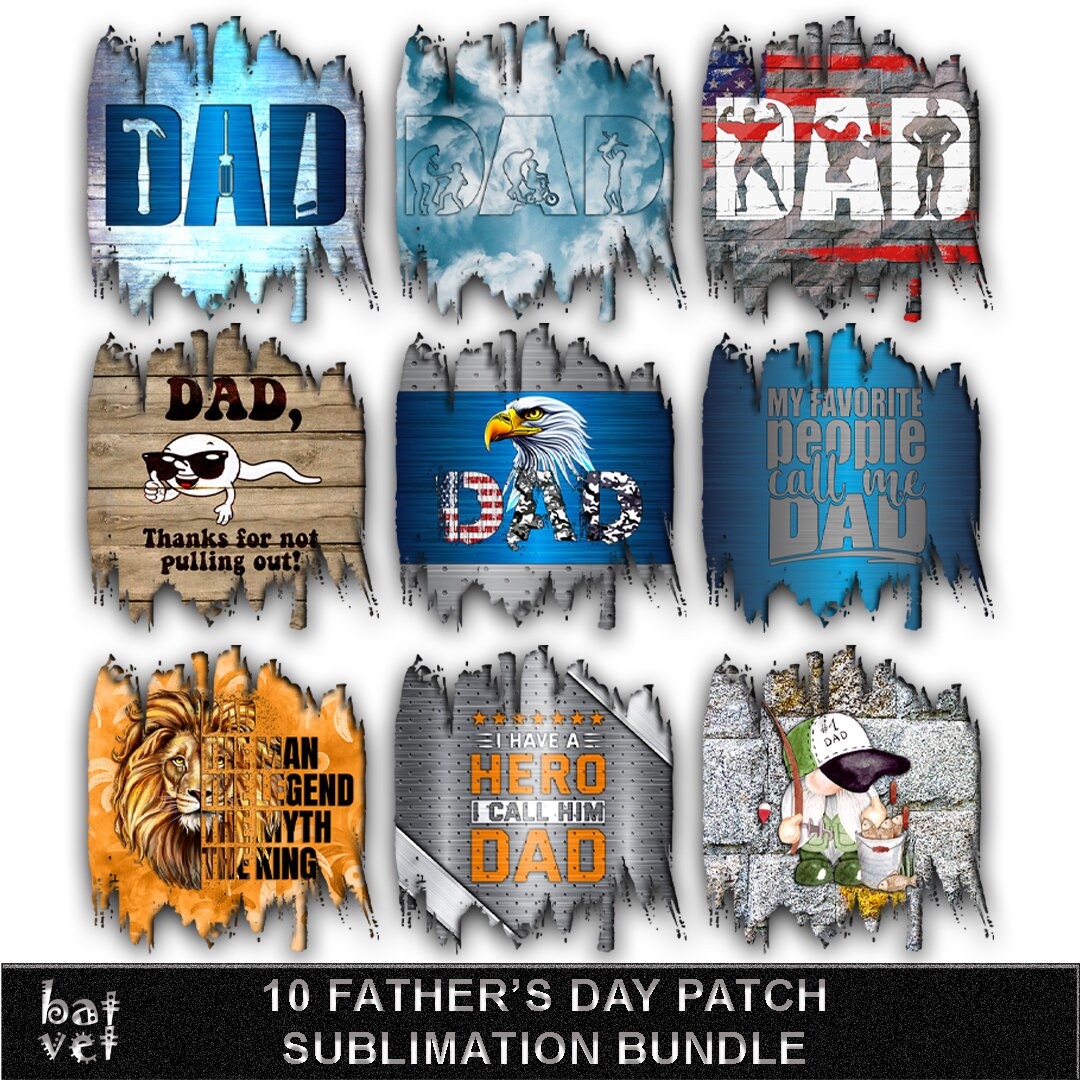 Fathers Day T Shirt Design Bundle Dad Patch Design 10 PNG Files - Etsy