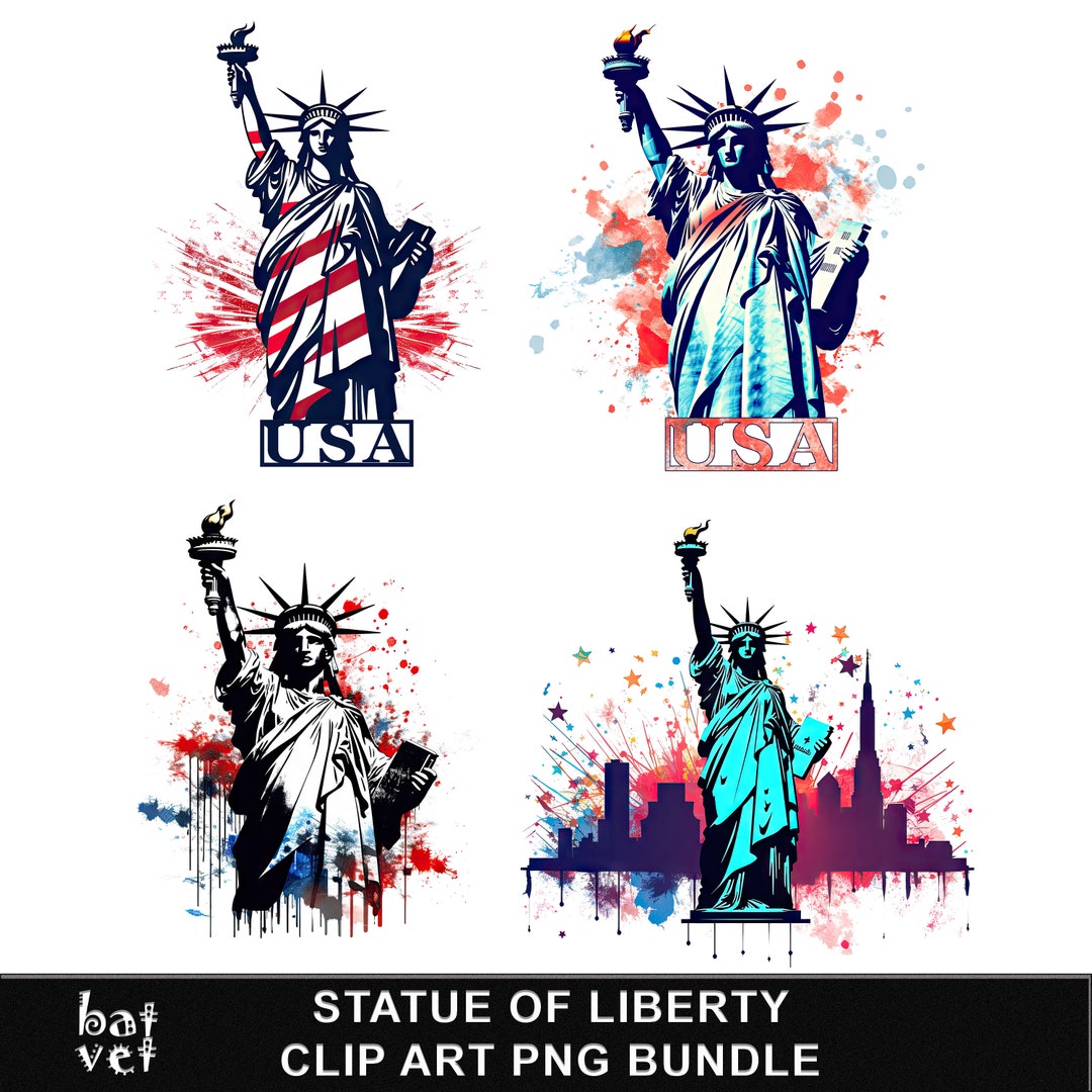 Statue of Liberty Clipart Bundle Independence Day Graphic Lady Liberty ...