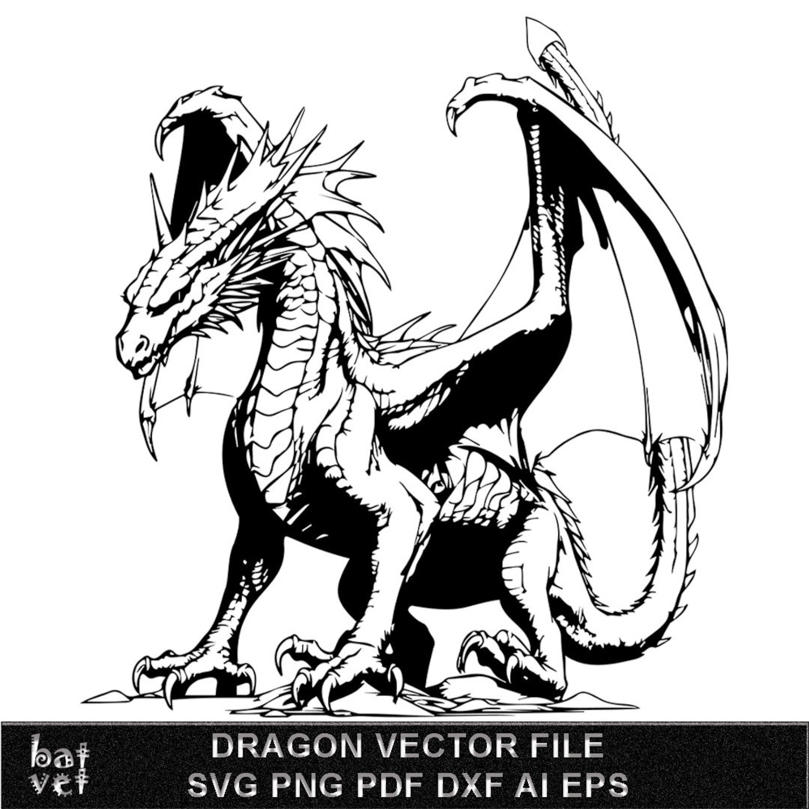 Intricate Dragon Vector File Dragon SVG Dragon Line Art - Etsy