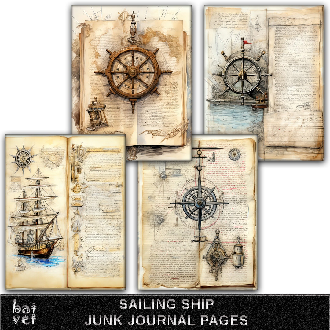 Vintage Sailor Junk Journal Pages Sailing Retro Collage Sailor ...