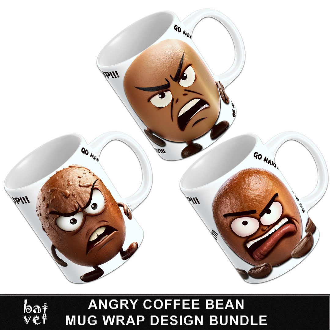 Angry Coffee Bean Mug Wrap Sublimation Bundle Coffee Bean Mug Wrap ...