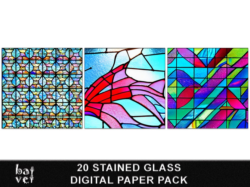 Stained Glass Digital Paper Pack Stained Glass Background - Etsy