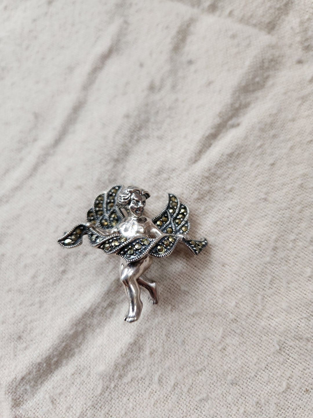 Sterling Silver Judith Jack JJ Cherub Angel Pin - Etsy