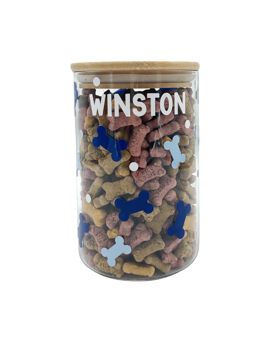 Personalized Bone Toss Dog Treat Storage Jar ∙ 21 Color Options - Etsy