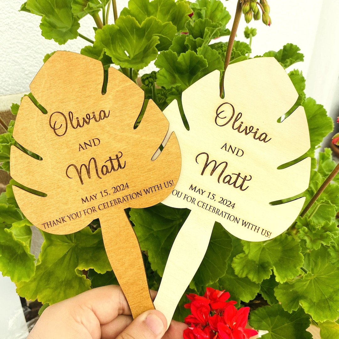 Personalized Birch Wood Wedding Fan Favors, Laser-engraved - Etsy