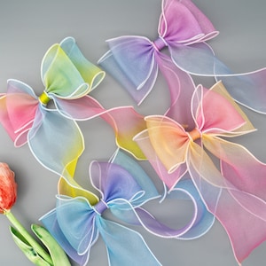 Sheer Rainbow Pastel Organza Hair Bows Kids Adults | Millie Hair Bow ...