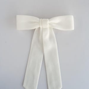 Elegant White Velvet Bow Barrette Long Bow With Tails Grace Bow ...