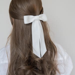 Elegant White Velvet Bow Barrette Long Bow With Tails Grace Bow ...