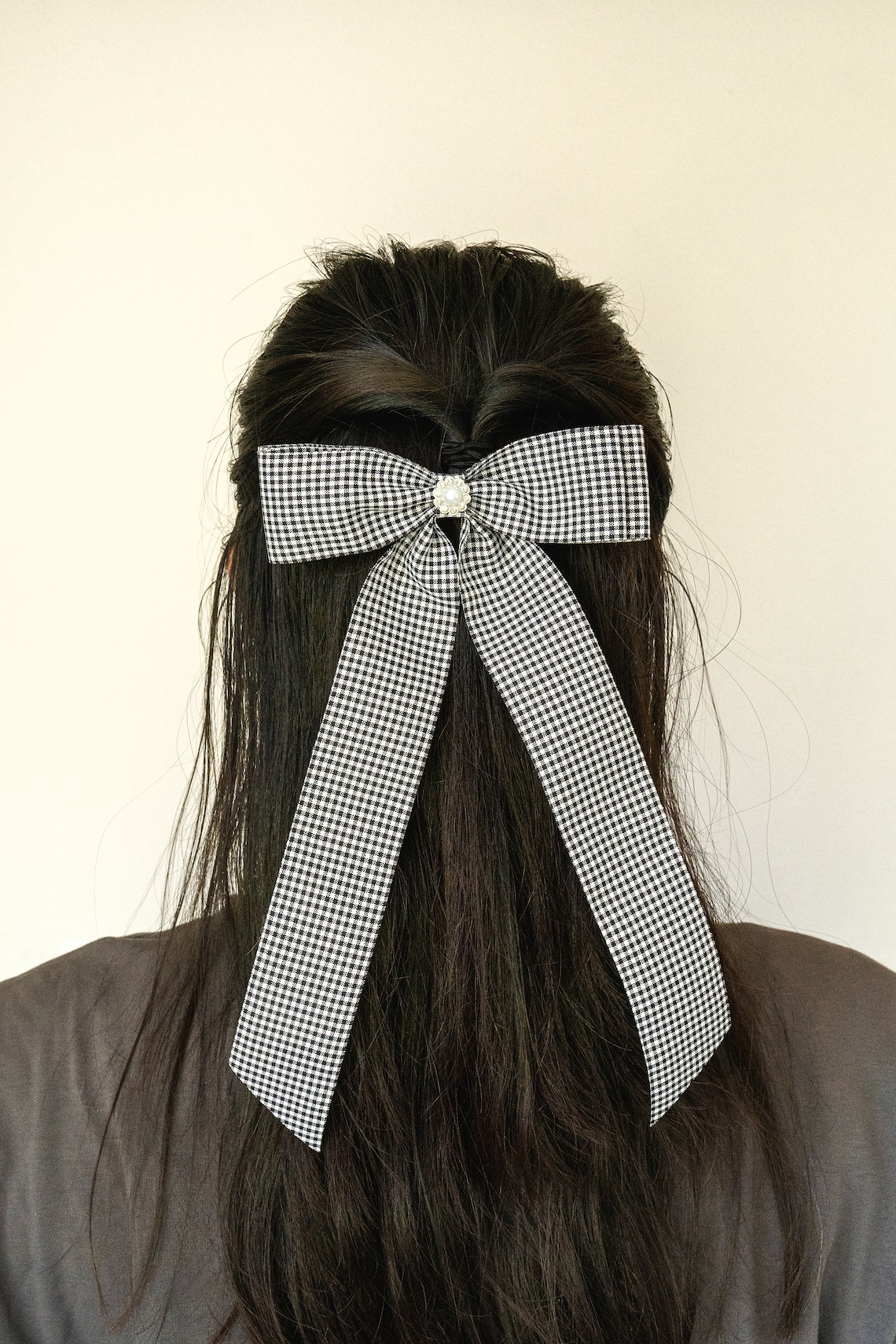 Gingham Hair Bow | Long Riley Bow With Tails | Preppy Style | Back to ...