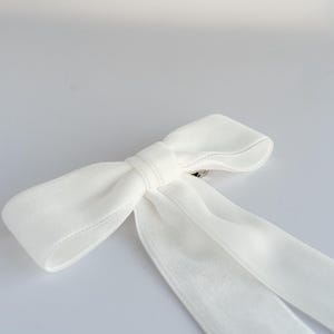 Elegant White Velvet Bow Barrette Long Bow With Tails Grace Bow ...