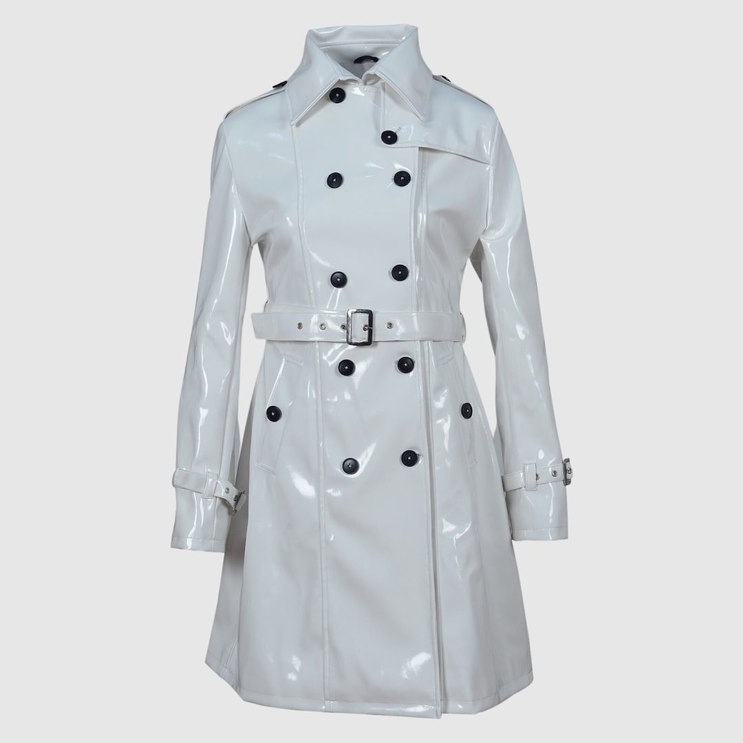 Weißer PVC Vinyl Mantel Frauen Weißer Trenchcoat Frauen - Etsy Schweiz