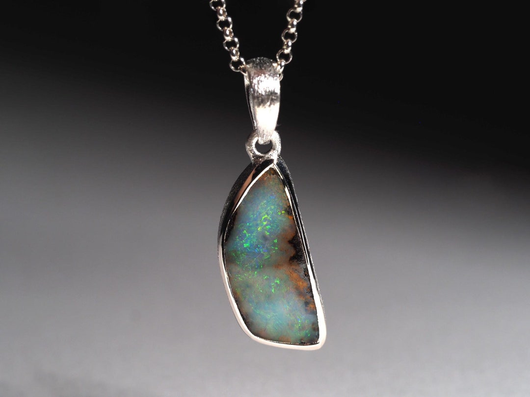 Boulder Opal Silver Pendant Gift for Female or Male Friend Father for ...