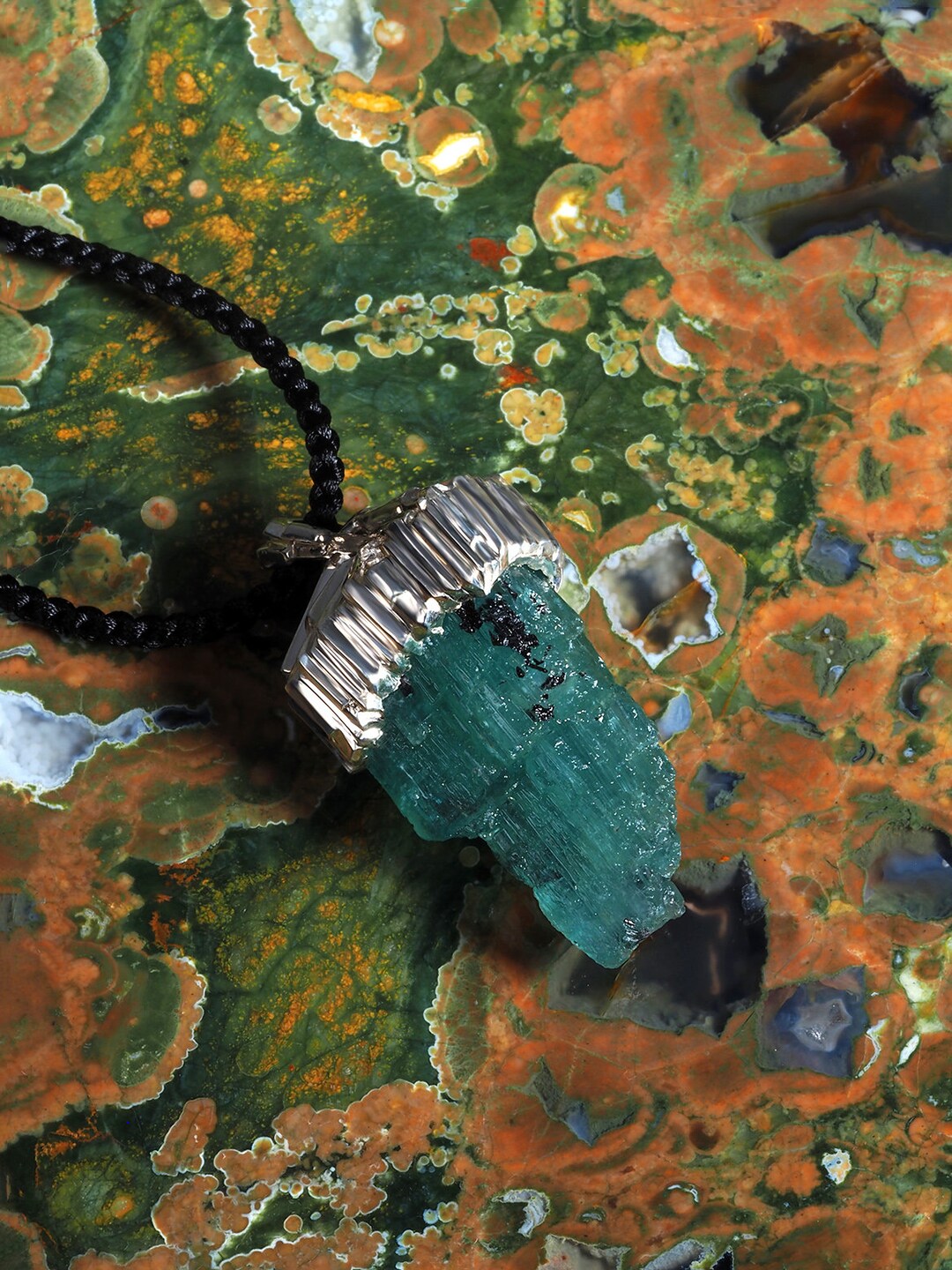Emerald Crystal Necklace Silver, Unisex Raw Colombian Treated ...