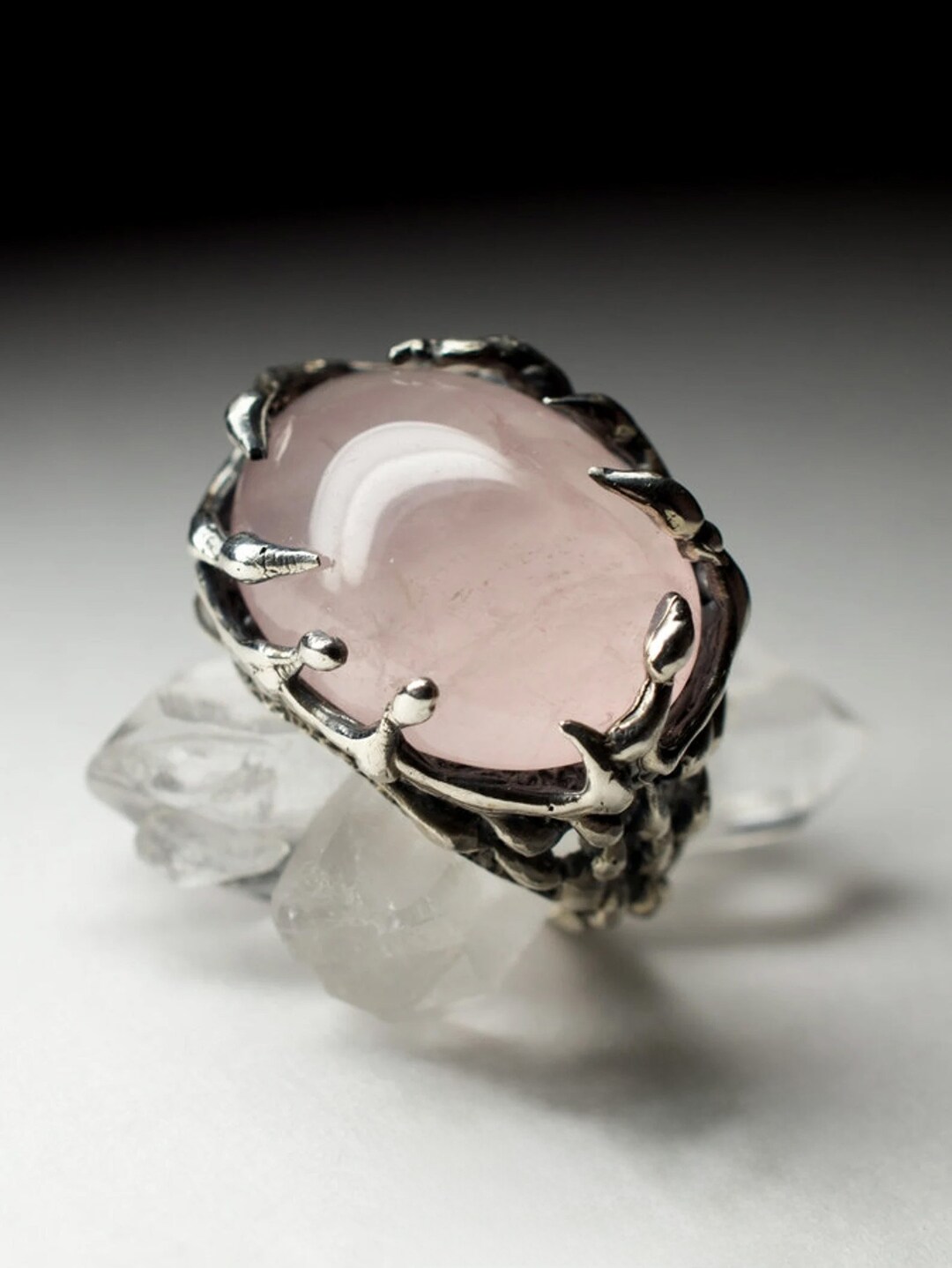 Pink Quartz Silver Ring Queen Lucy Style the Chronicles of Narnia Clear ...