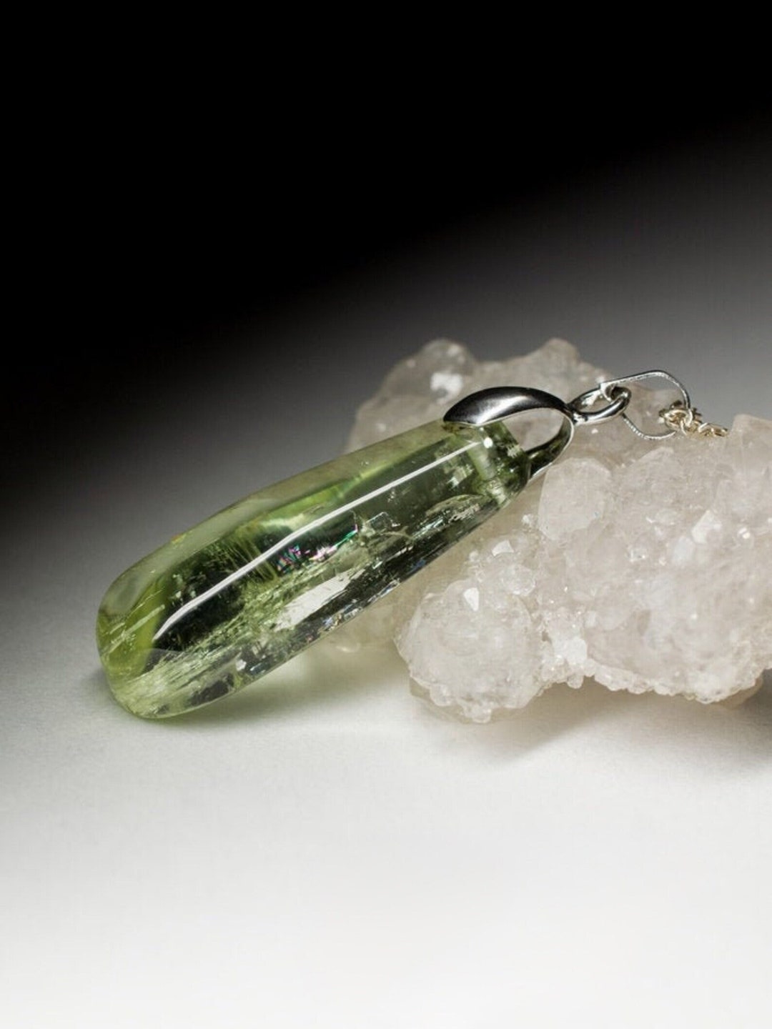 Heliodor Pendant Natural Gold Beryl Yellow Heliodor Gemstone Silver ...