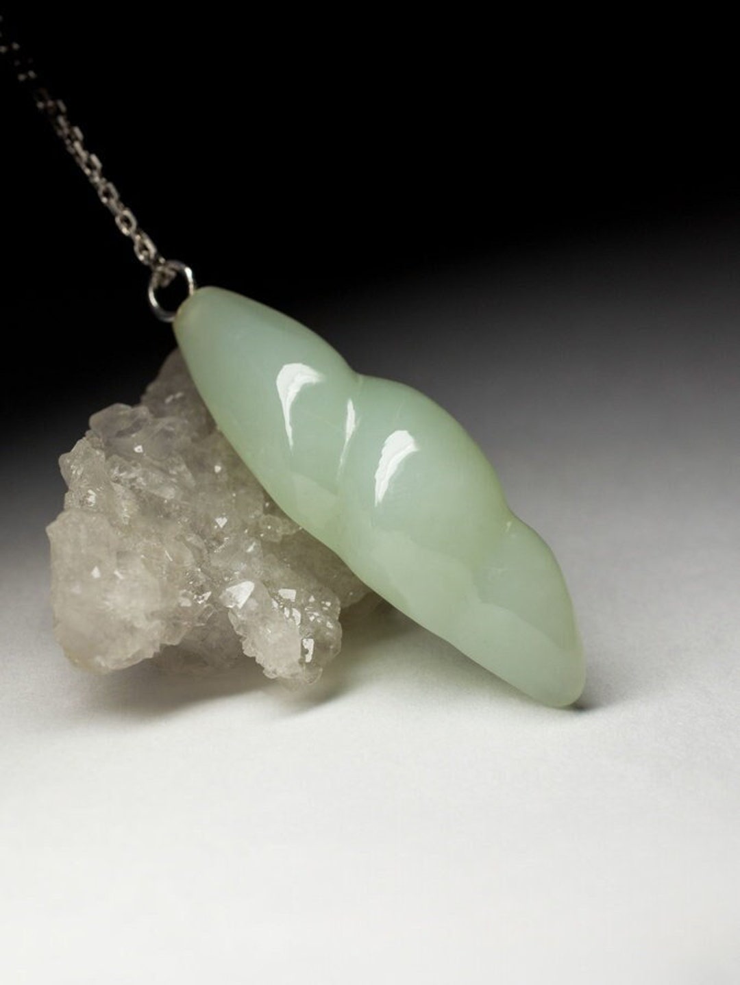 Large White Jade Pendant Fancy Carving Opaque Cloud White Natural ...
