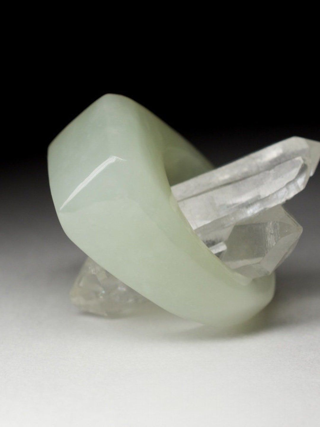 White Jade Ring Rare Unusual Gem off Color Natural White Pearl Hyacinth ...