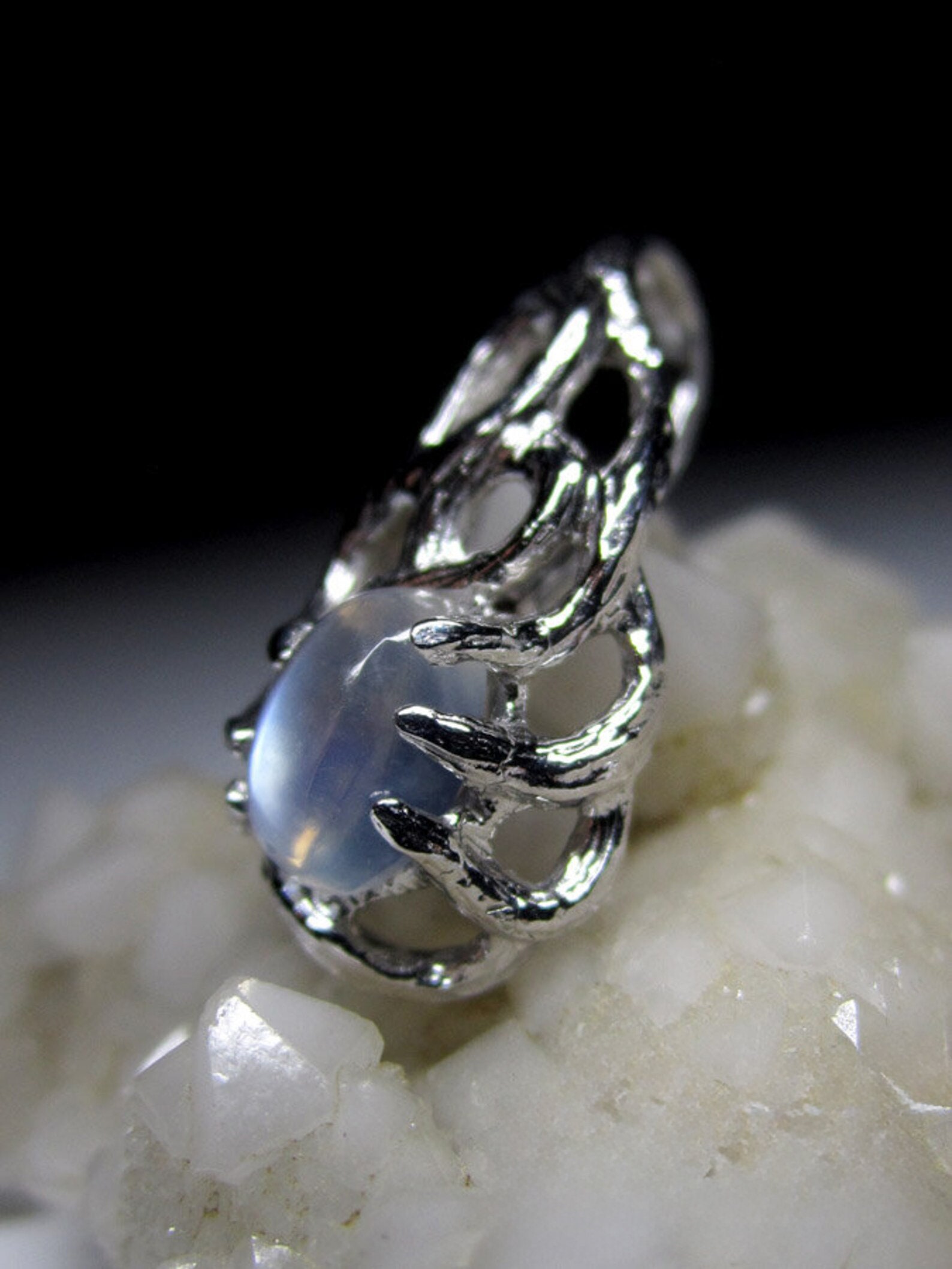 Moonstone Adularia Silver Pendant Gem Report Cabochon Clear Gem Bright ...