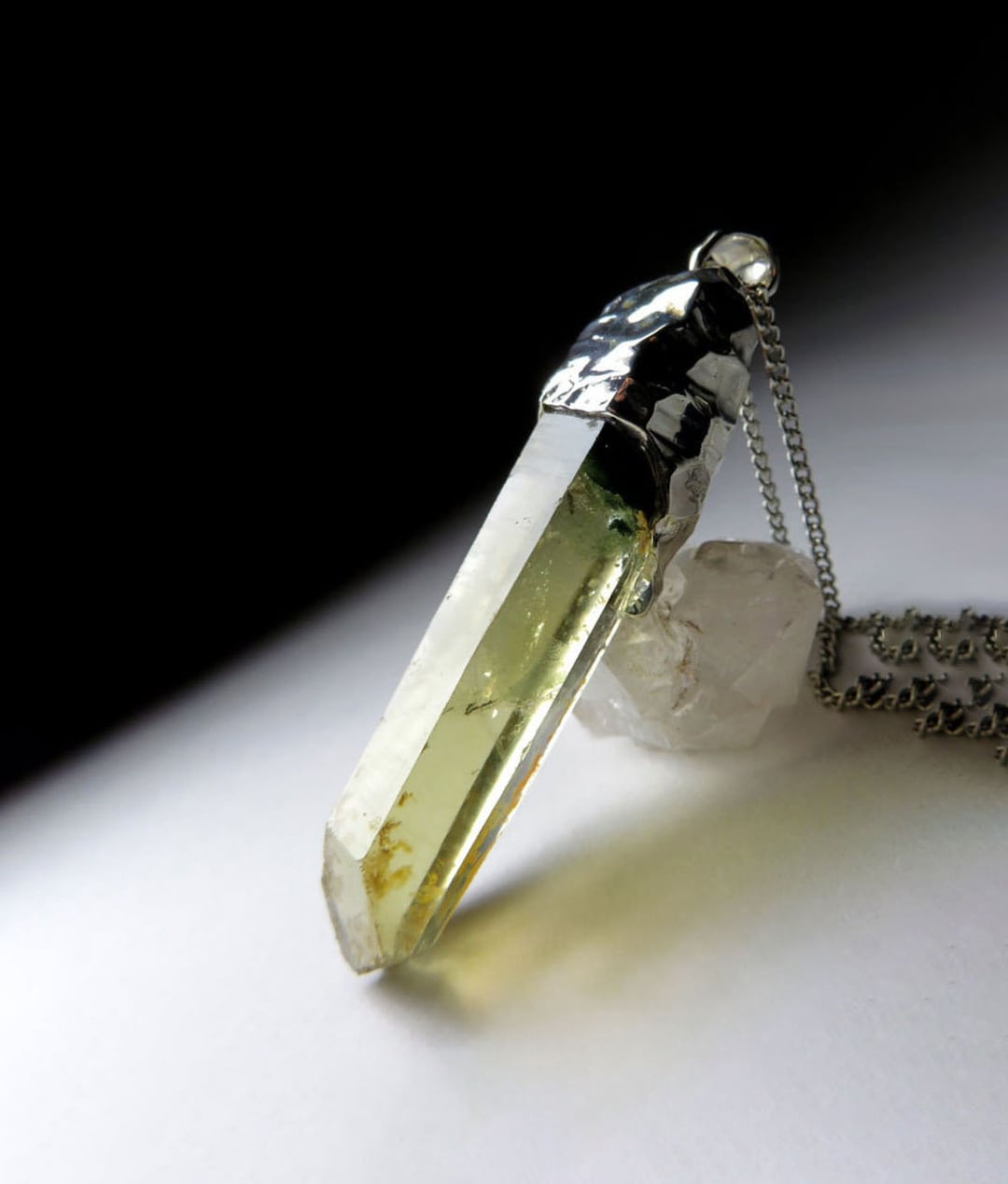 Large Citrine Crystal Pendant Yellow Quartz Silver Necklace November ...