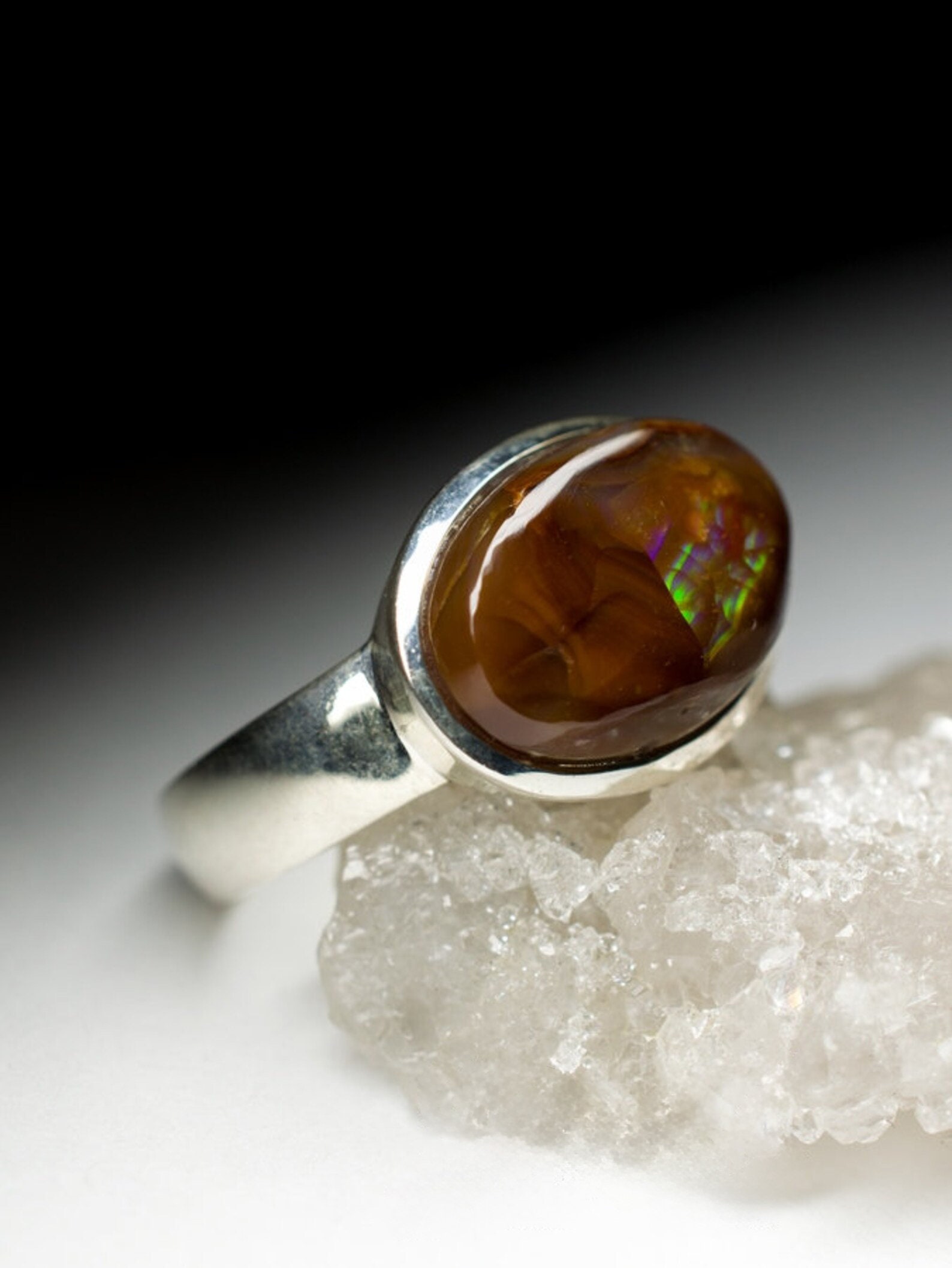 Mexican Fire Agate Silver Ring Natural Bright Colourful Fire Agate Mens Genderless Unisex ...