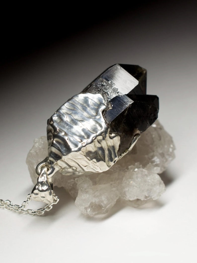 Morion Crystal Necklace, Natural Black Quartz Crystal, Gemstone ...