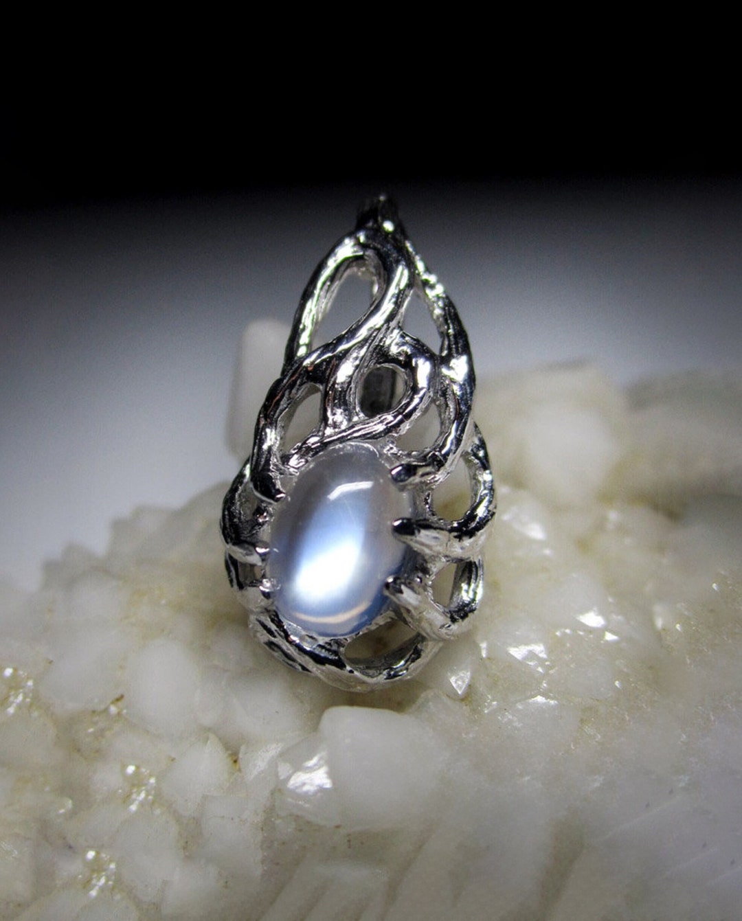 Moonstone Adularia Silver Pendant Gem Report Cabochon Clear Gem Bright ...