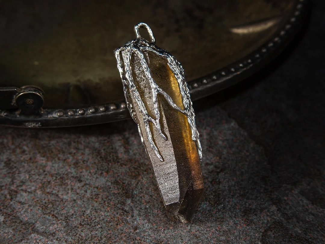 Large Citrine Crystal Pendant Greenish Yellow Color Raw Uncut Quartz ...