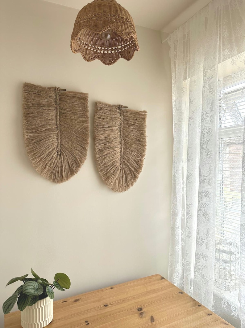 Jute Wall Hangings, Jute Leaf, Jute Feather, Boho style Home Decor ...
