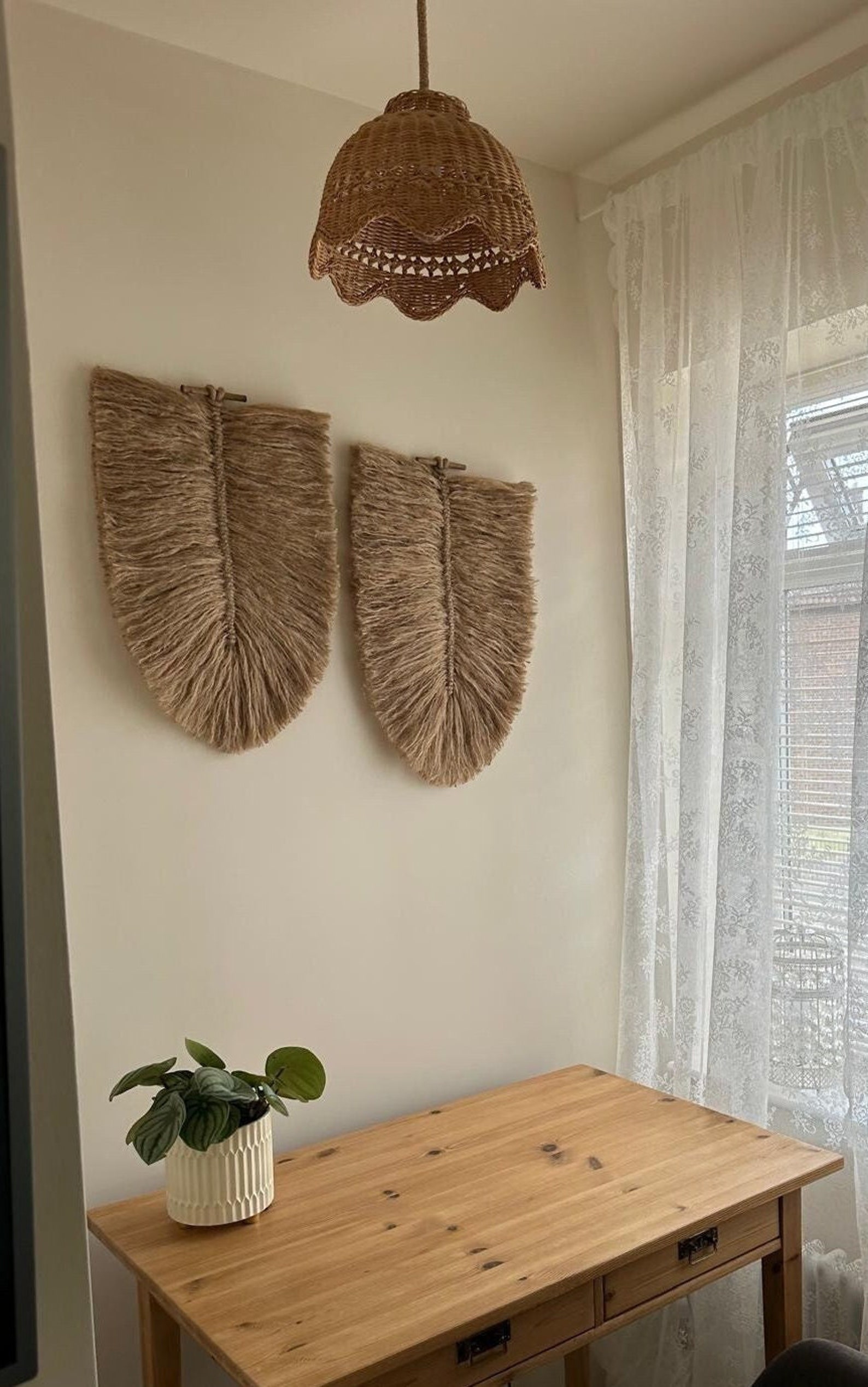 Jute Wall Hangings, Jute Leaf, Jute Feather, Boho style Home Decor ...