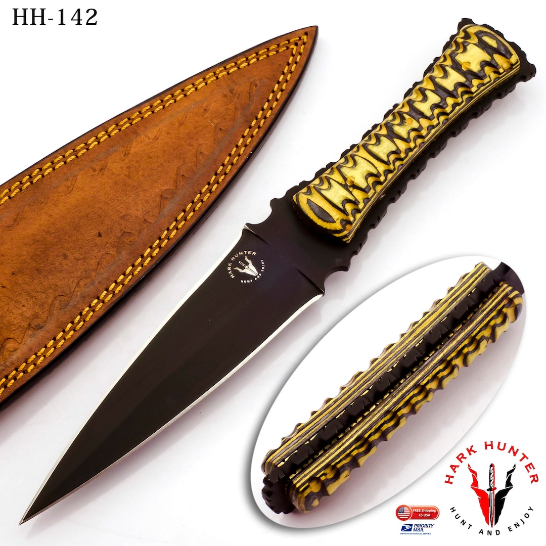 11.2hark Hunter Handmade D2 Tool Steel Fixed Blade Full Tang Dagger ...