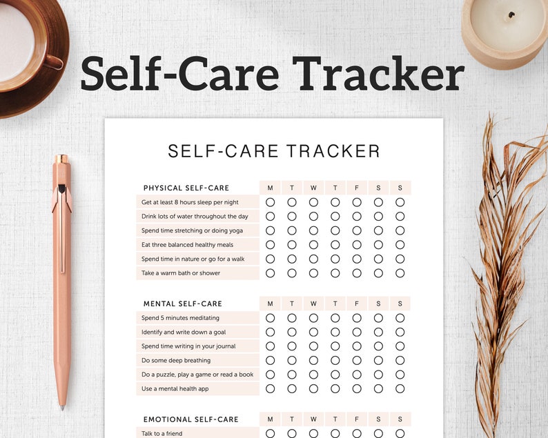 Self Care Tracker Printable Checklist, PDF DOWNLOAD - Etsy