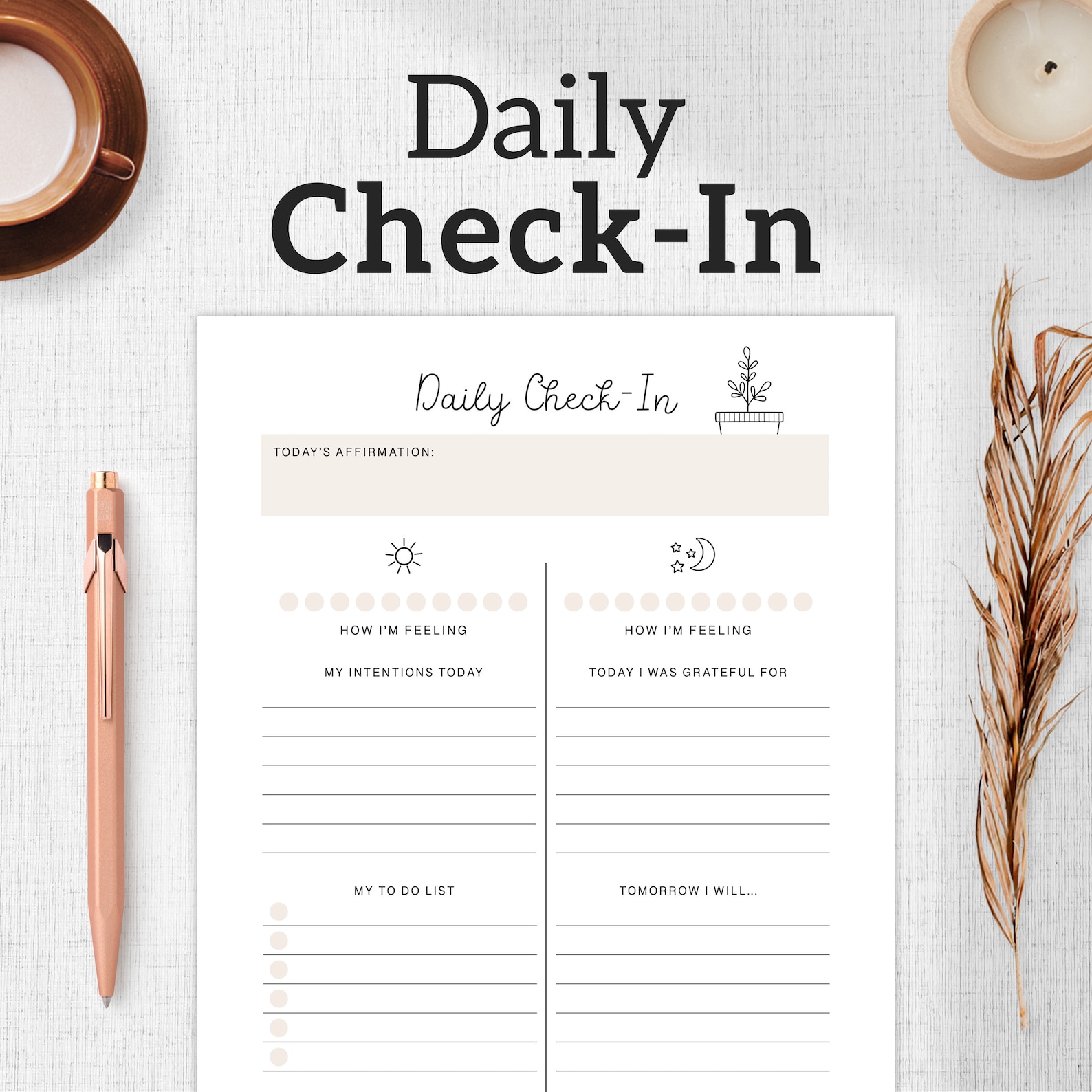 Daily Check in Journal Printable, PDF – DOWNLOAD - Etsy